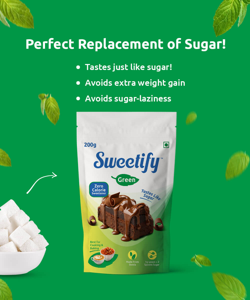 Zero Calorie Sugar-free Stevia Sweetener - Pouch Pack 200g with Spoon ...